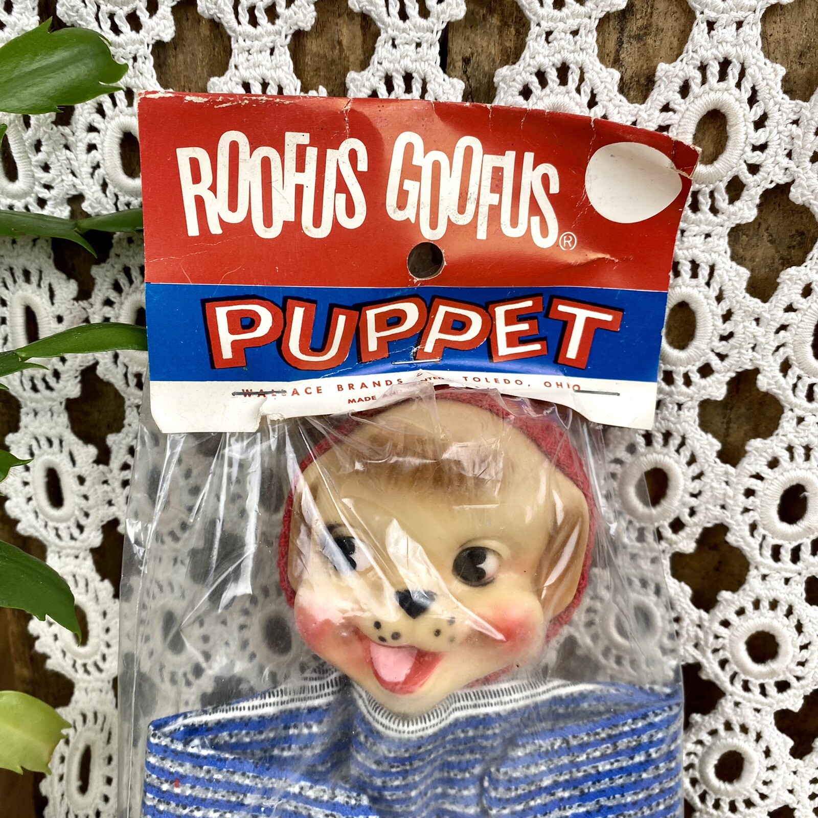 Vintage Roofus Goofus Puppet Rubber Face Rare NOS 1950s Hand Puppet Dog ...