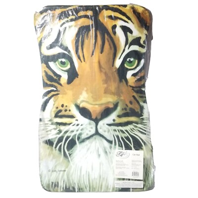 Tiger Face Print Car Carpet Floor Mats Front 17" x 26" Animal Print Set ...