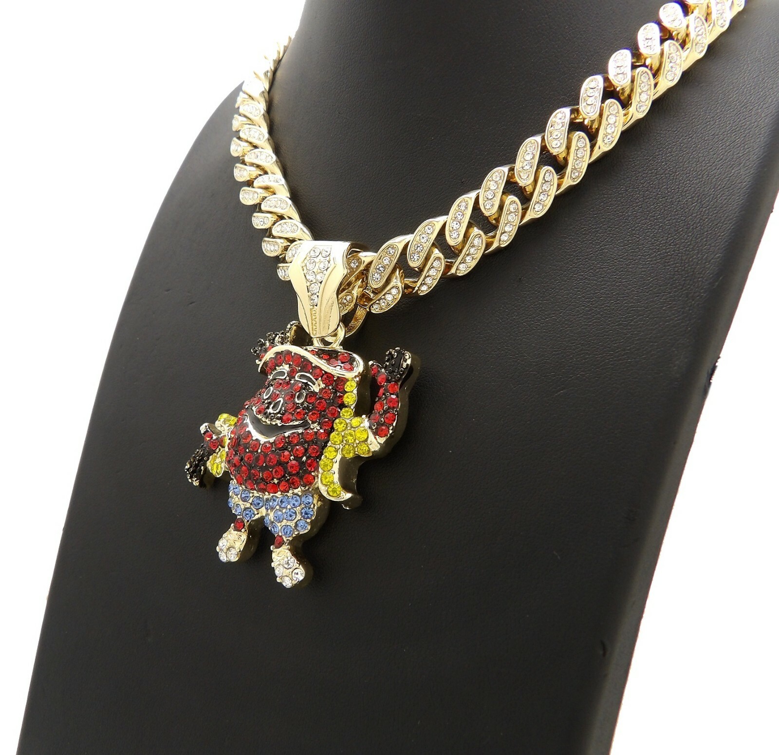 Hip Hop Kool Aid Man Pendant & 12mm 18" Iced Miami Cuban Choker Chain ...
