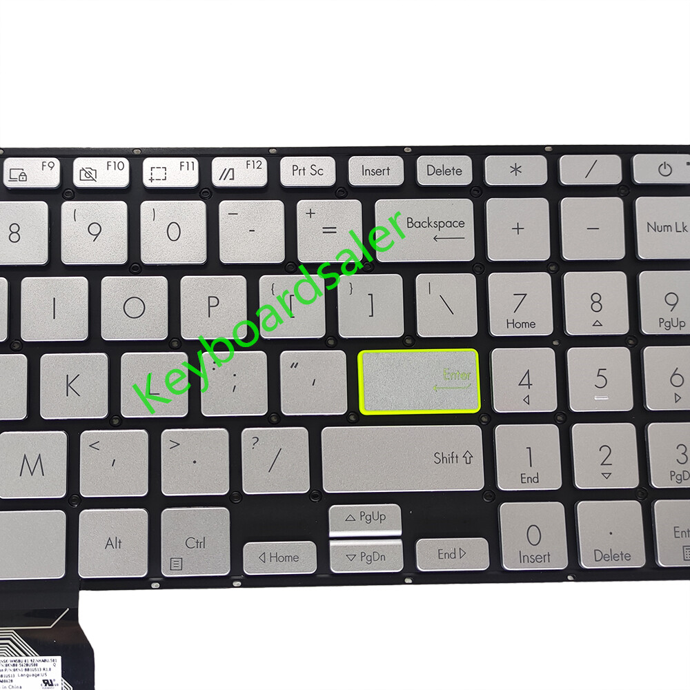 Silver US backlit Keyboard for Asus VivoBook X513E X513EA X513EP X513EQ ...