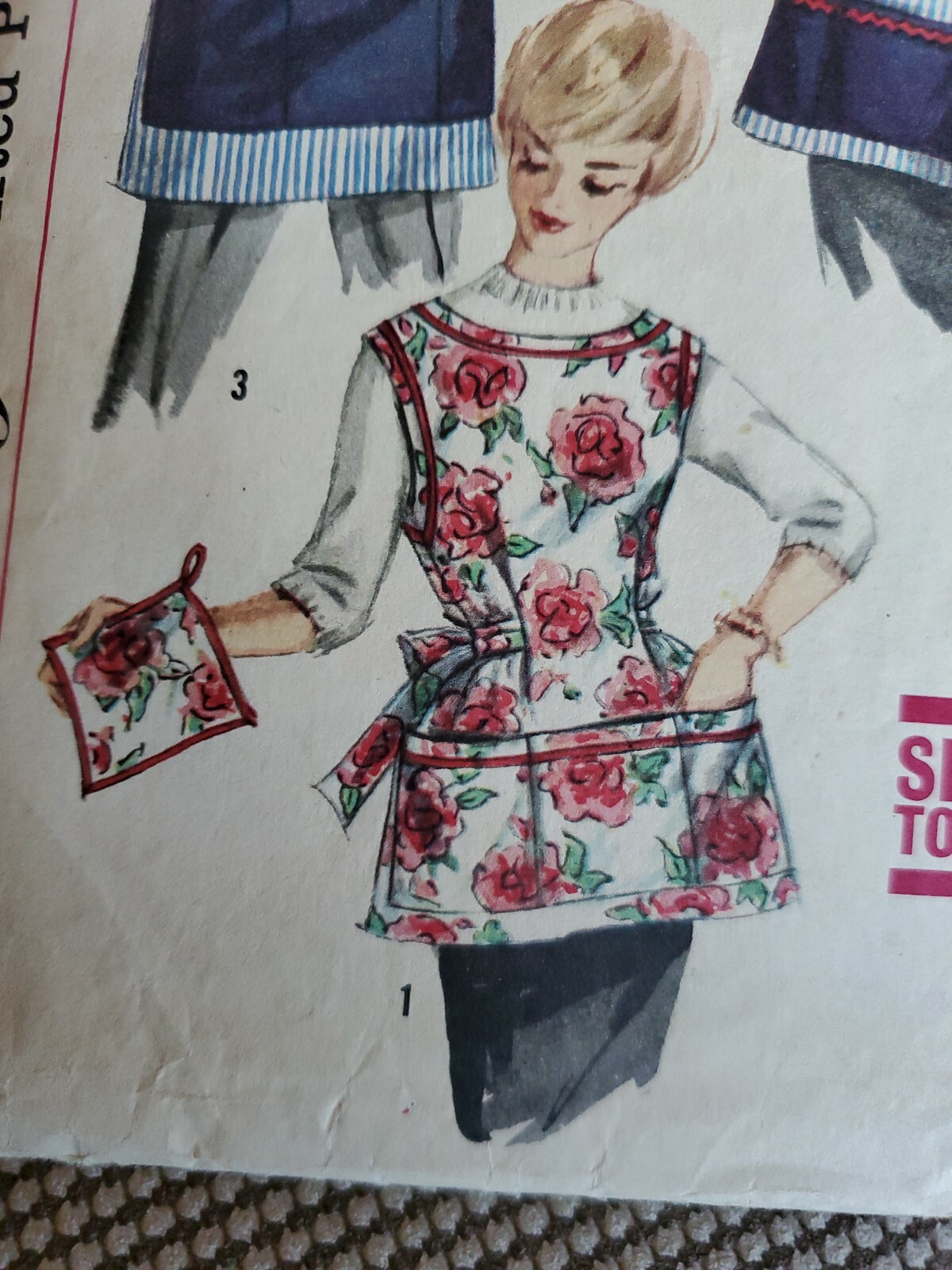 Vtg 1950s Cobbler Apron Sewing Pattern Cut Complete Simplicity 3206 Sz ...