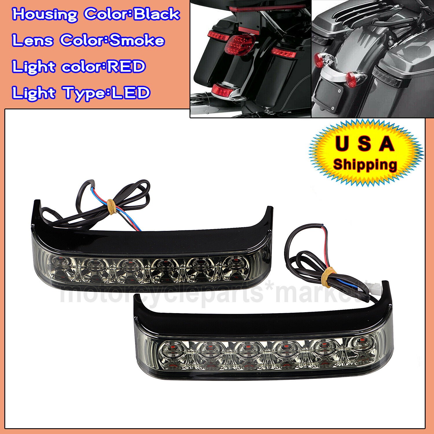 LED Saddlebag Brake Tail Light For Harley Electra Glide Road King FLHTK ...
