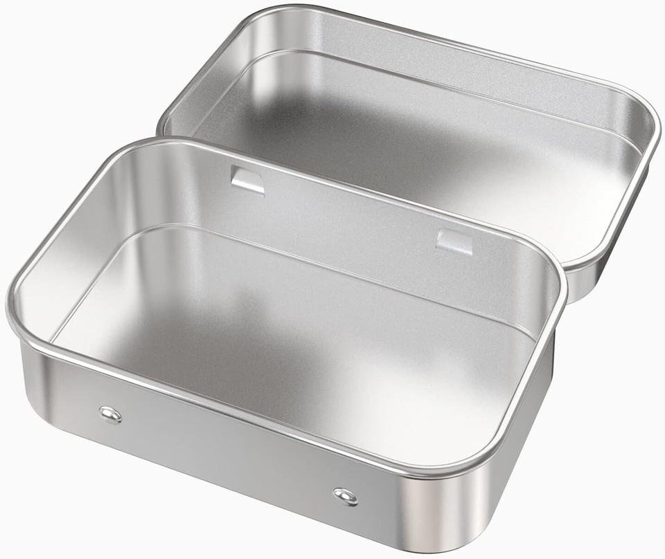 Metal Hinged Tin Box Container Mini Portable Small Storage Kit With Lid ...