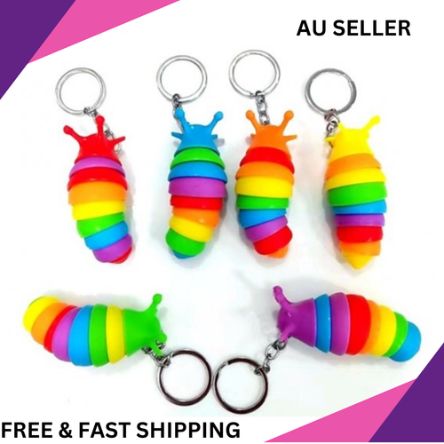 Fidget Toy Sticky Stretch Slug Snail Caterpillar Key Chain Caterpillar ...