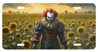 Evil Clown StandING Sunflowers License Plate 6 X 12 Inches Aluminum New ...