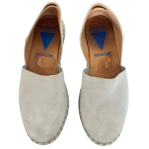 Verbena Espadrille Flats 9 40 Taupe Gray Carmen Leather Slip On Shoes ...