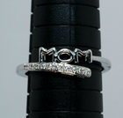 Gift for Mother's Day Silver MOM Ring with Rhinestones Sz 7 Flower ...