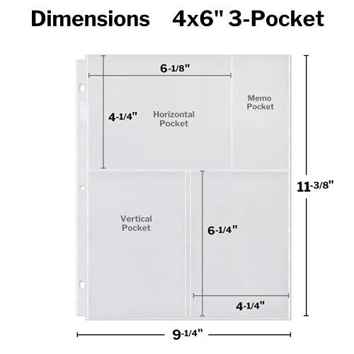 Photo Album Refill Pages 4x6 Mixed Format 100 Pack For 600 Photos 3ring ...