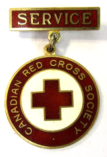 Sterling 1954 CANADIAN RED CROSS SOCIETY SERVICE named enamel pinback ...