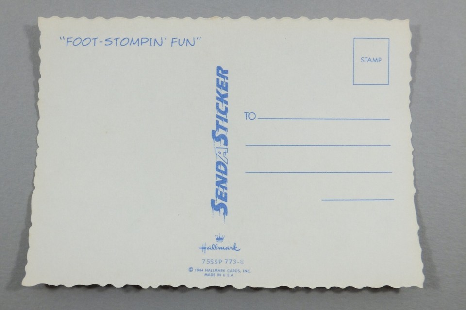Vintage 1984 Hallmark Send a Sticker Postcard Sheet Animals Foot ...
