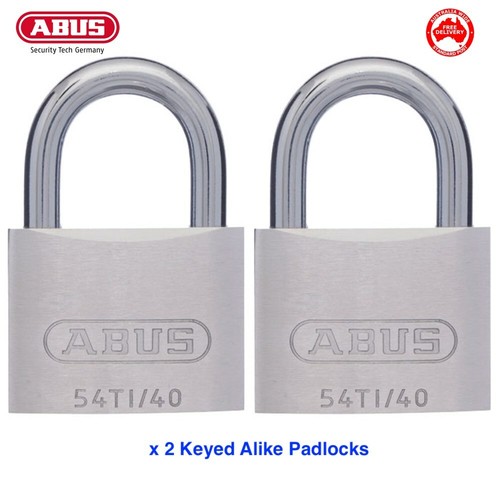 2 x ABUS Titalium Keyed Alike Padlocks, Padlock Free Postage ...