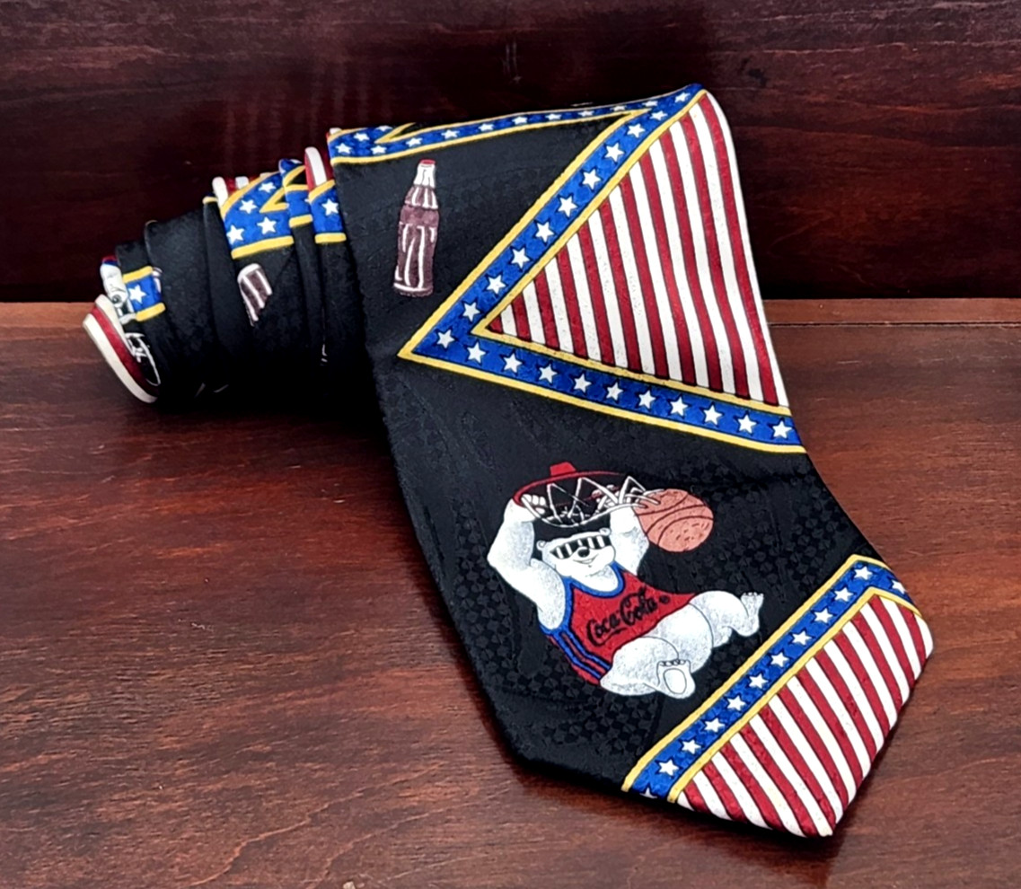 Vintage Coca Cola Tie Mens Coke Polar Bear Basketball… - Gem