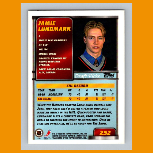 Jamie Lundmark #252 1999 Topps Moose Jaw Warriors Hockey Card NHL NM | eBay