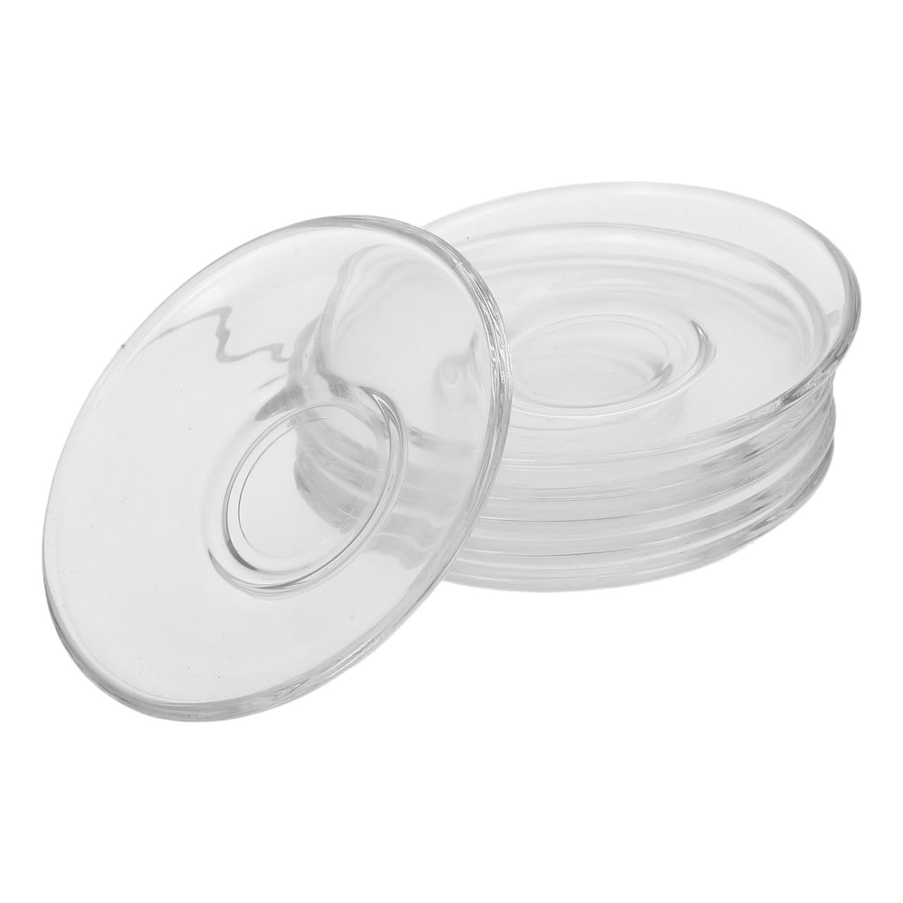 Coasters Set of 6 3.54 Inch Round Transparent Glass Tea Saucers Set for ...