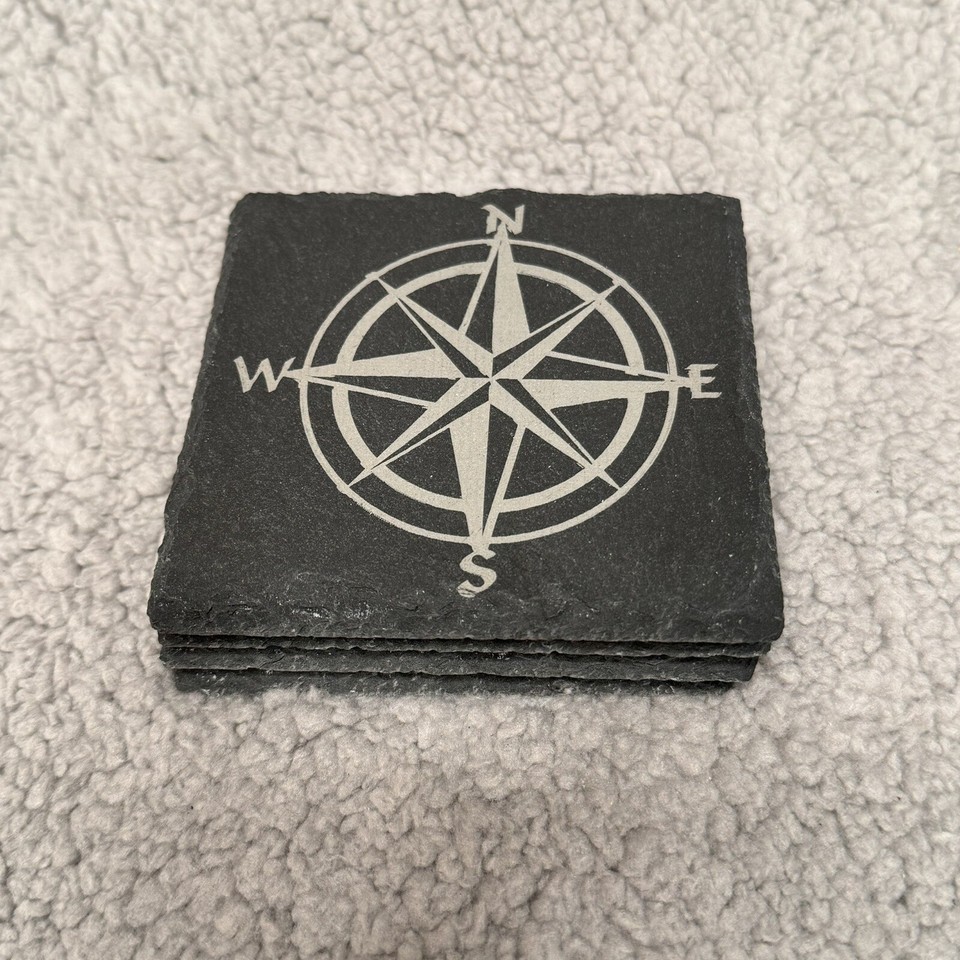 Nautical Compass Slate Drink/Beer/Wine Coaster 4" Set of 4 | eBay