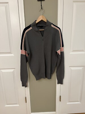 Herman's World of Sporting Goods Sweater Men Large Wool Blend Gray 1/4 ...