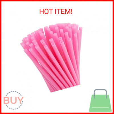 Juvale 300-Pack Pink Plastic Straws for Birthday Party, Baby Shower ...