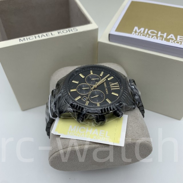 Michael Kors Lexington 44mm Case Stainless Steel Black, Band Stainless ...