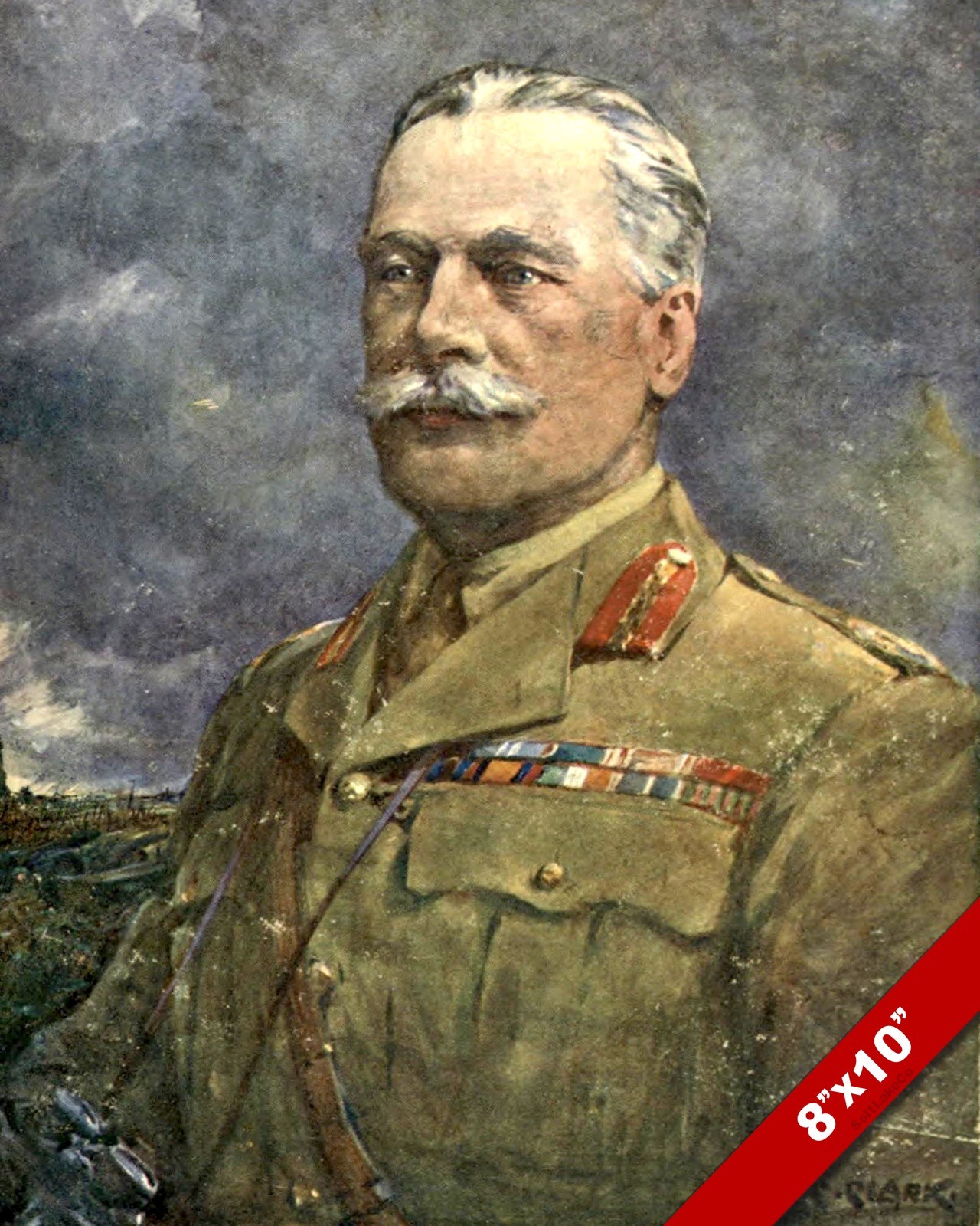 BRITISH ARMY SIR DOUGLAS HAIG WWI WORLD WAR 1 ART PAINTING REAL CANVAS ...