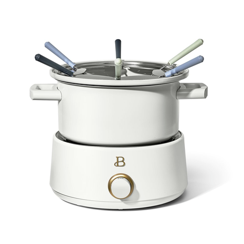 Beautiful 3QT Electric Fondue Set with Bonus 2QT Ceramic Pot, White ...
