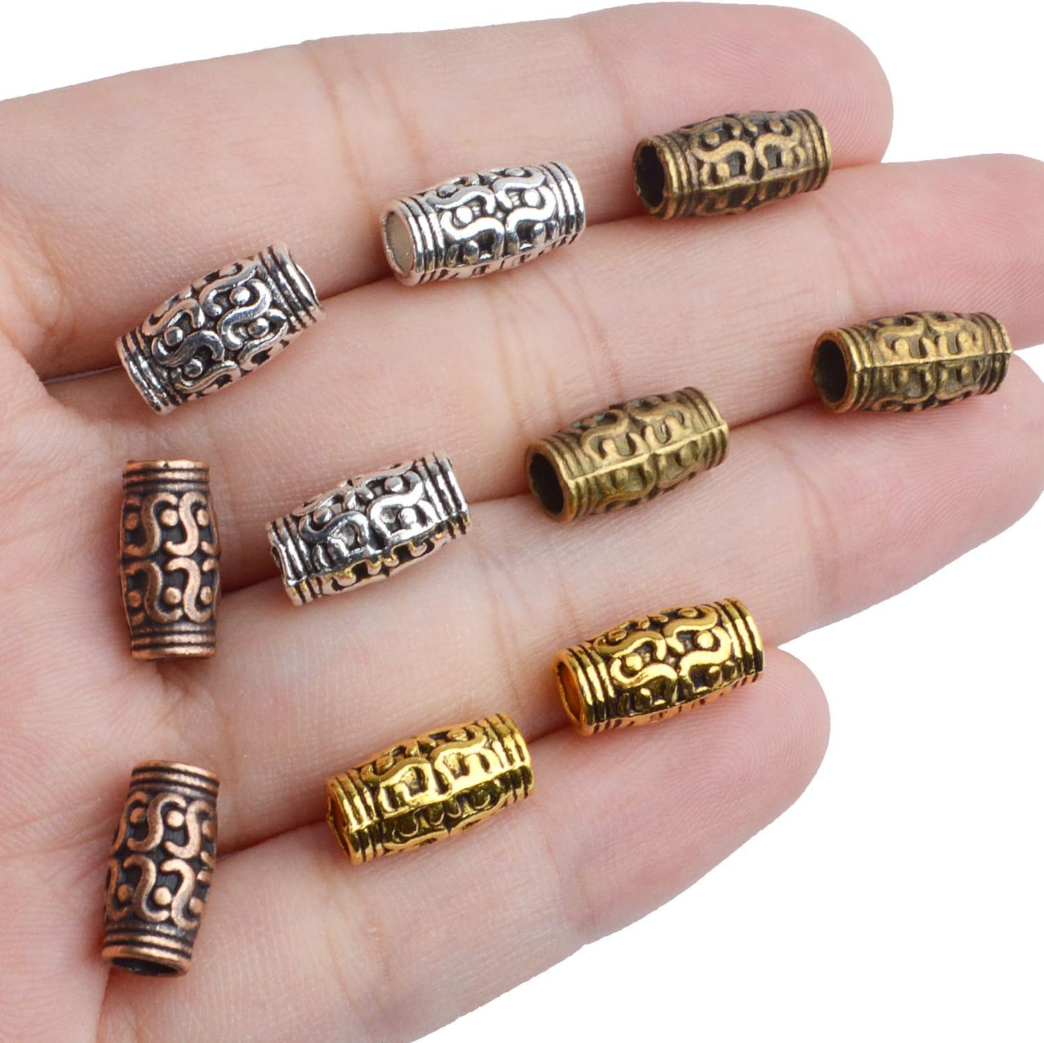 60Pcs Column Spacer Beads Large Hole Beads Charms Hollow Tube Bead for ...