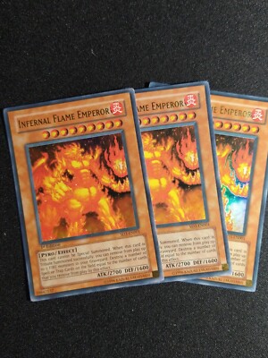 Yu-Gi-Oh! 3x Infernal Flame Emperor SD3-EN001 1st Edition Ultra Rare HP ...