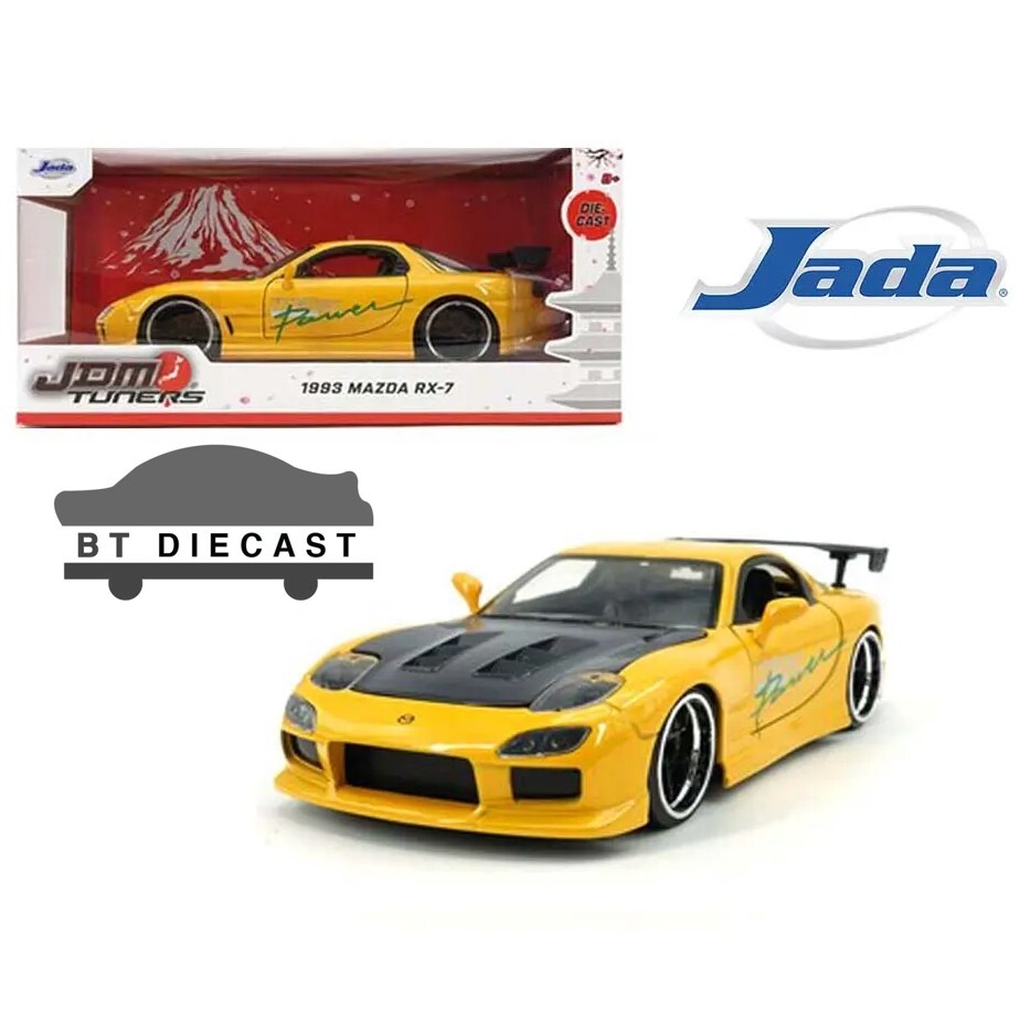 JADA JDM TUNERS MAZDA RX-7 HKS TUNED 1/24 DIECAST MODEL CAR YELLOW ...