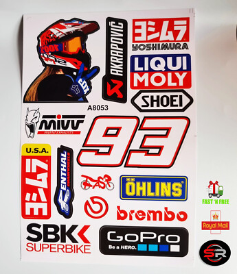 Motorbike Motorcross Stickers Moto GP MARC Skateboard Decal Bike ...