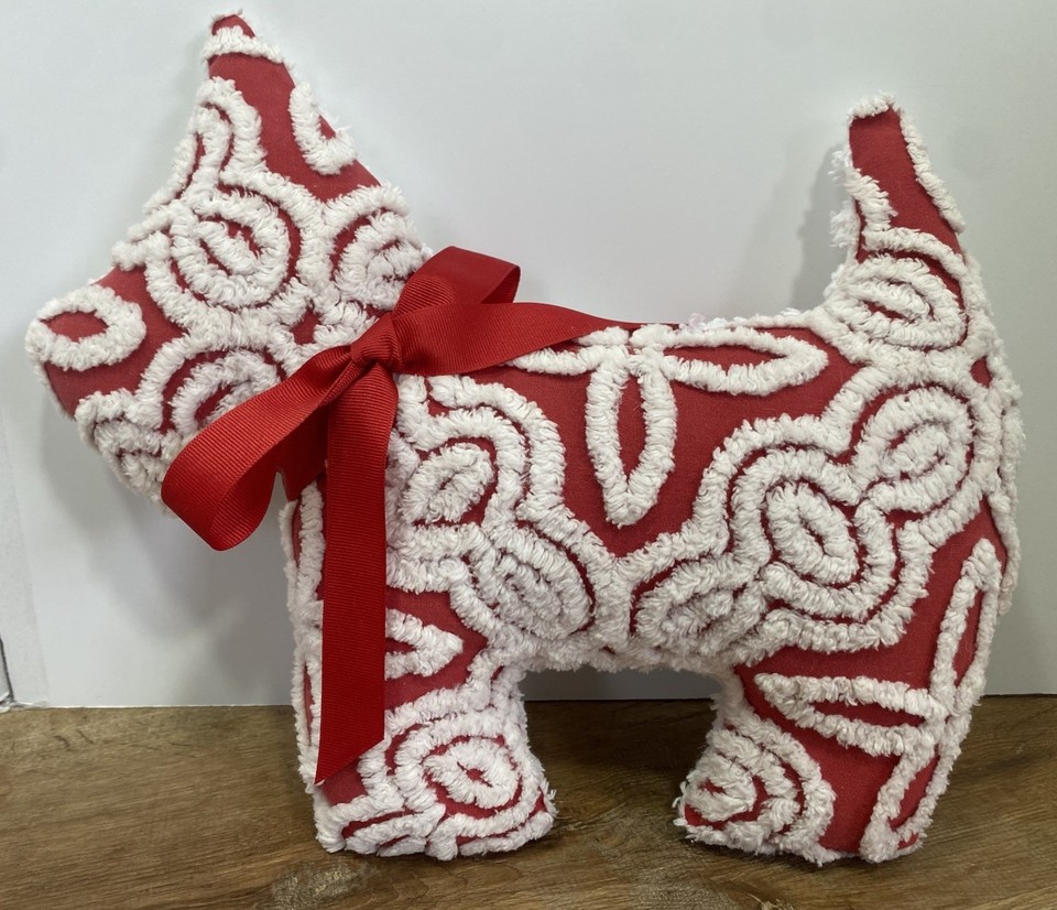Brick Red Scottie Vintage Chenille Dog 12x14” Toy Pillow Keepsake Decor ...