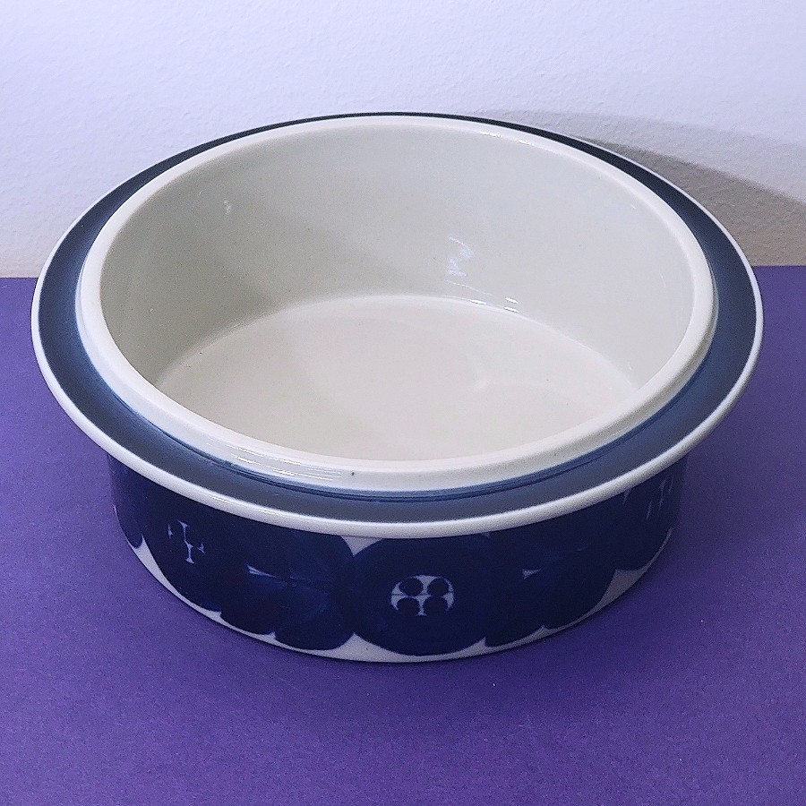 ARABIA FINLAND ANEMONE Hand Painted Cobalt Blue Round Vegetable Bowl ...