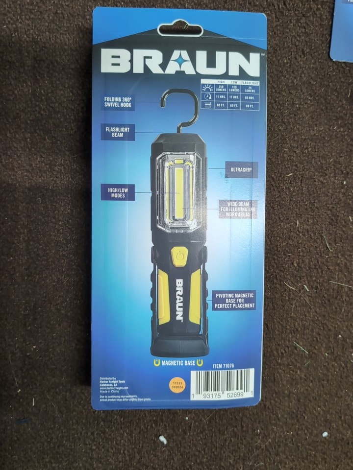 Harbor Freight Braun 4 Flashlight Set Gift Pack Headlamp Penlight Work ...