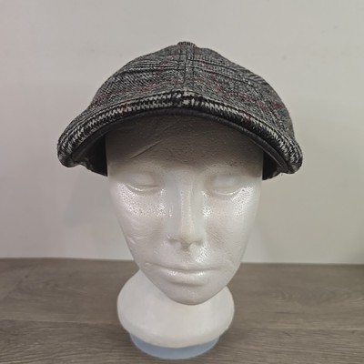 Boston Scally Co. The Sunday Hat Cap Black Gray Red Plaid 8 Panel Size ...