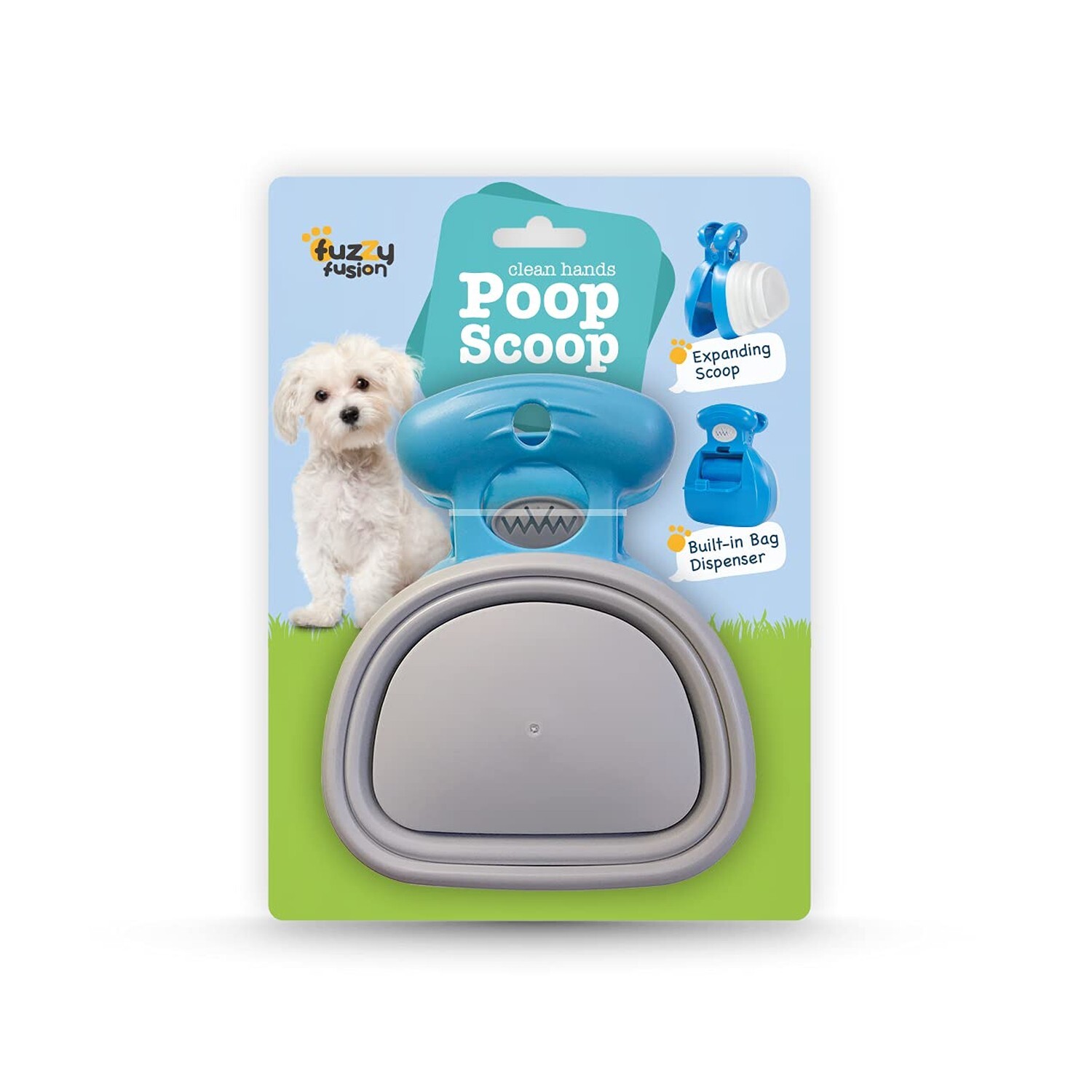Dog Poop Scoop with Waste Bag Dispenser - BLUE, 10 Refill Bags and ...