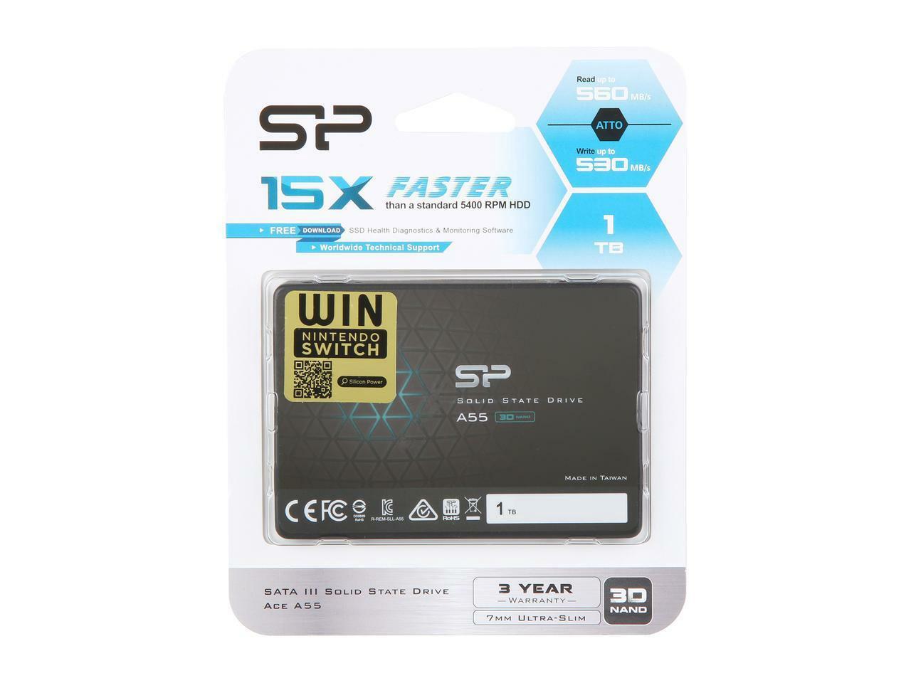 Silicon Power Ace A55 2.5" 1TB SATA III 3D NAND Internal Solid State ...