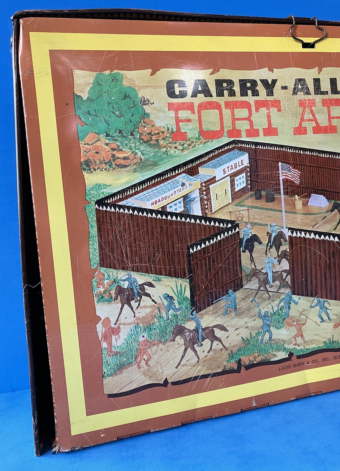 1968 MARX FORT APACHE Carry All Action Tin Case #4685 - Mostly Complete ...