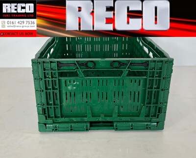 30 X USED FOLDING GREEN STACKING CRATES 600 x 400 x 180mm STORAGE BOX ...