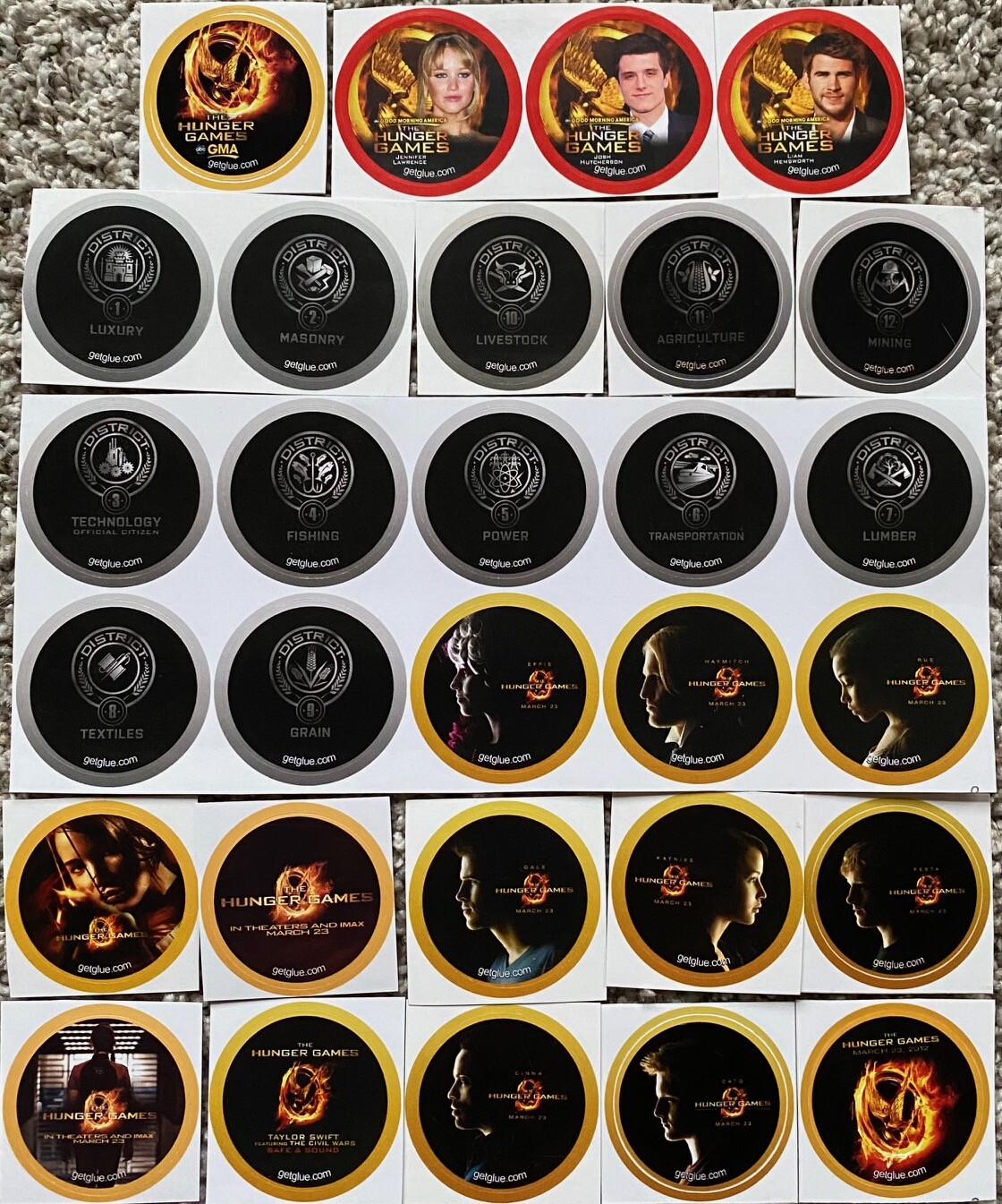 Getglue stickers movie promo The Hunger Games GMA Katniss JLaw Peeta ...