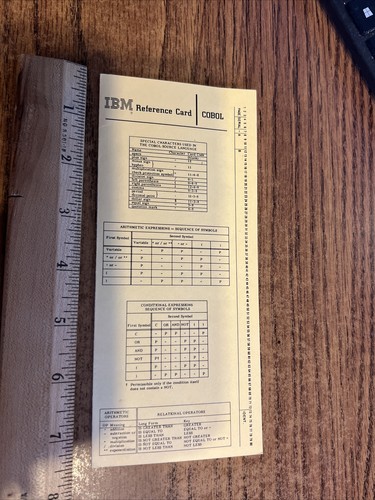 IBM Reference Card COBOL | eBay