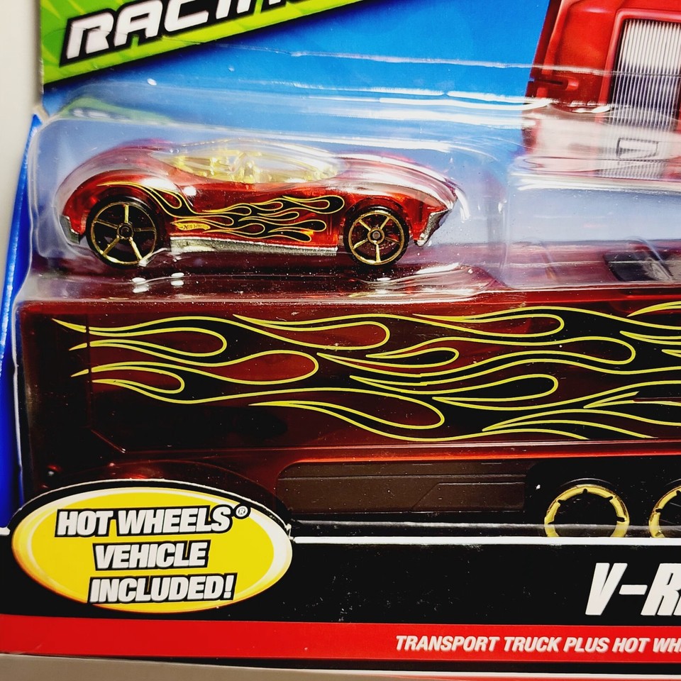 Hot Wheels 2009 V-RROOM! Transport Truck plus Hot Wheel Vehicle Rare ...