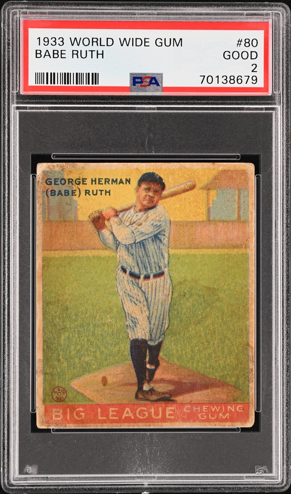 BABE RUTH 1933 World Wide Gum #80 PSA 2 YANKEES HOF English French ...