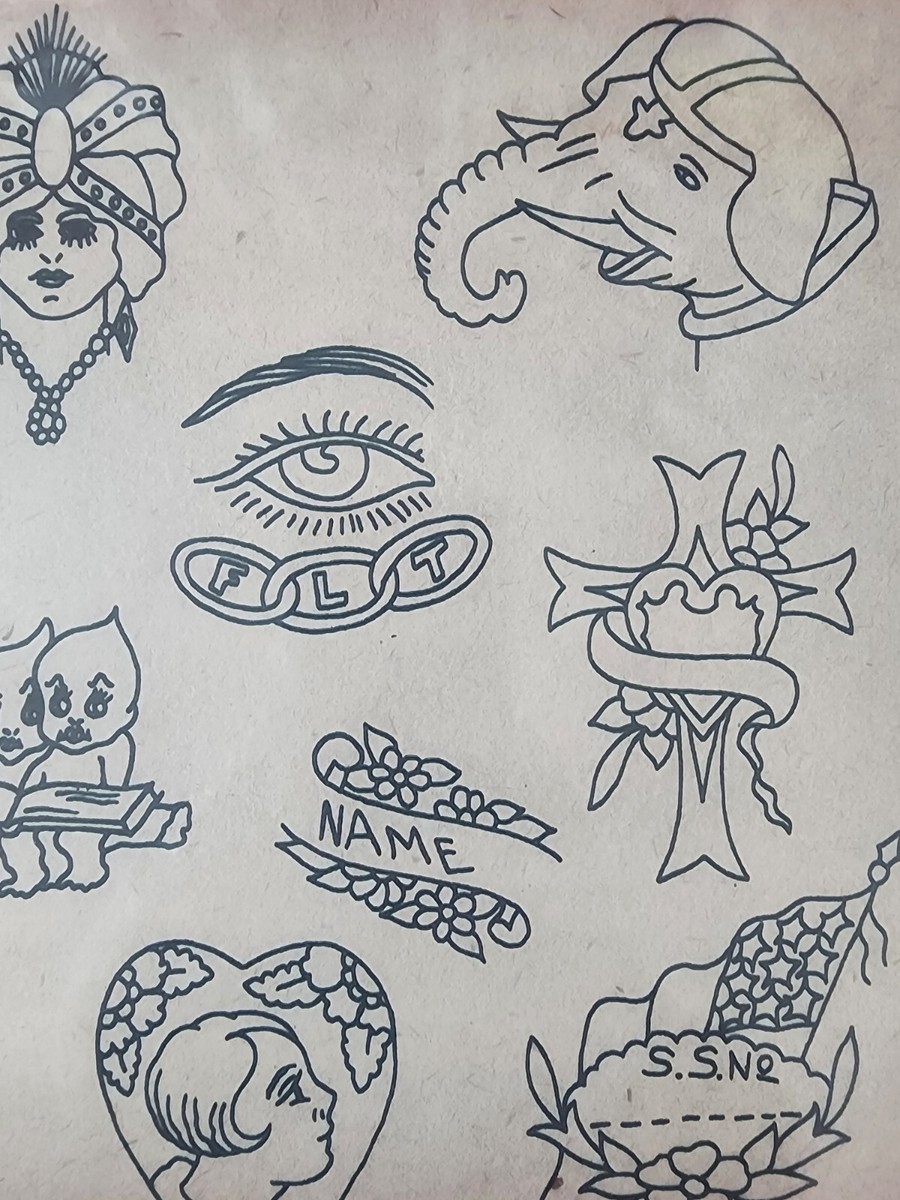 Traditional Tattoos Black And Grey Flash Old School Tattoo Flash