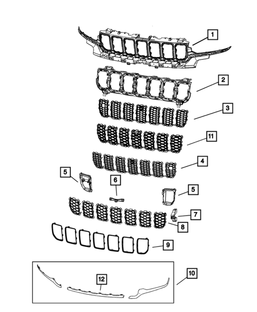 Genuine+Mopar+Radiator+Grille+Trim+Ring+Kit+68543894AA for sale online ...