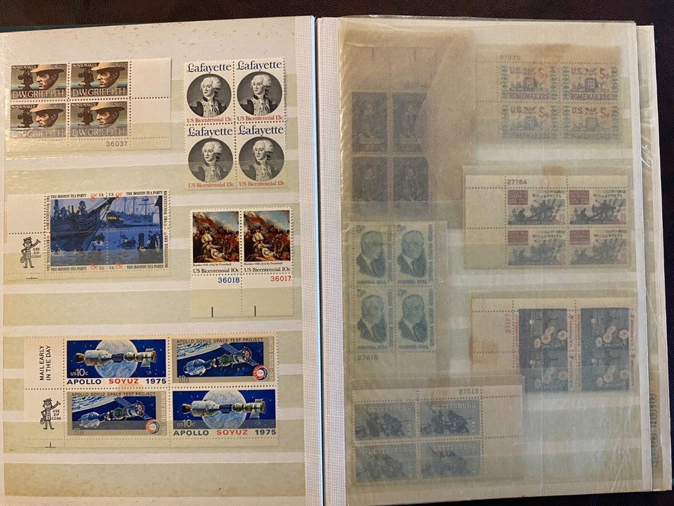 Large Lot, 17 Pages, U.S. Vintage New Stamp Blocks & Mint Stamps | eBay