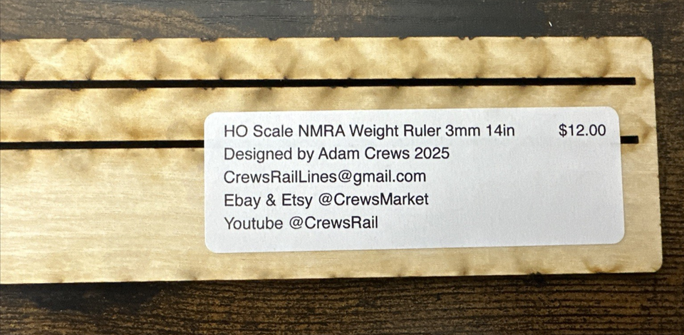 NMRA Weight Template Scale for HO Rolling Stock - Laser Cut 3mm X 14 ...