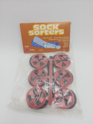 Vintage Sock Sorters Laundry Organizers Saver Rings Clips Hangers 24 ...