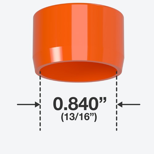 1/2" External Flat PVC Cap, Orange (10-PK) FORMUFIT Furniture Grade ...