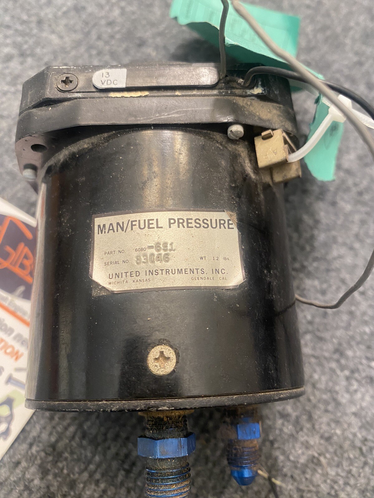 Cessna Manifold / Fuel Pressure United Instruments P/n 6331 or C662037 ...