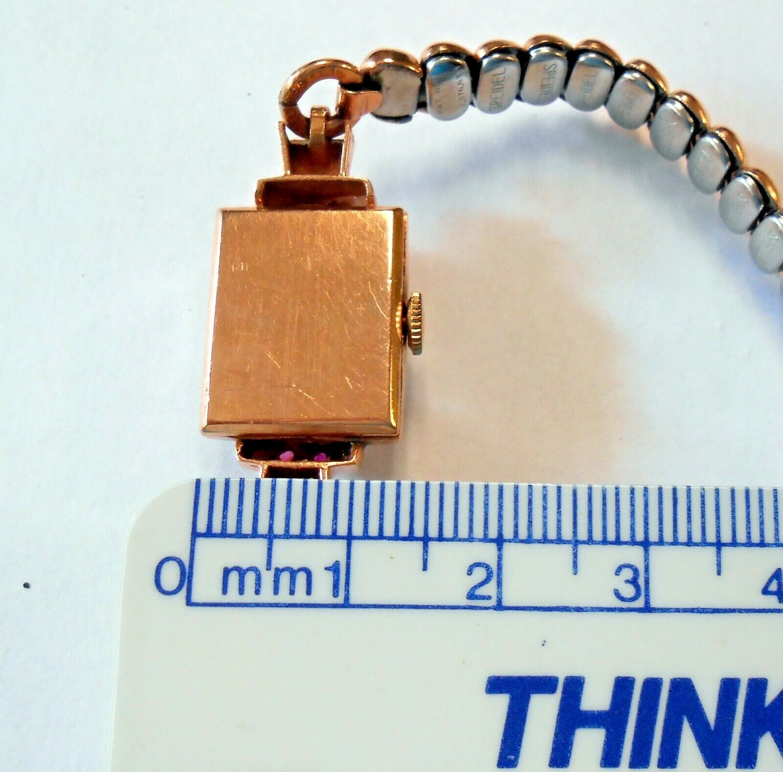 Rare Benrus 14K Pink Gold Woman's 17J Wristwatch Set With Diamonds And ...