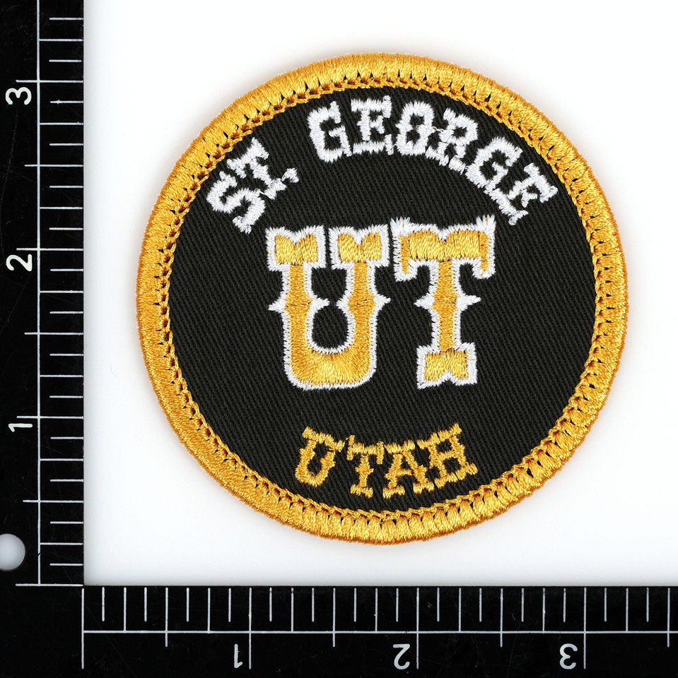 St. George Utah Embroidered Patch Black/Yellow Gold Iron-On Sew-On ...