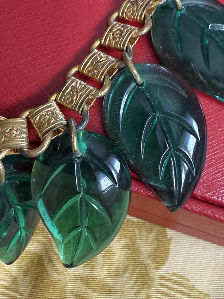 Vintage Miriam Haskell Green Leaf And Red Berry Necklace. A Stunner! | eBay